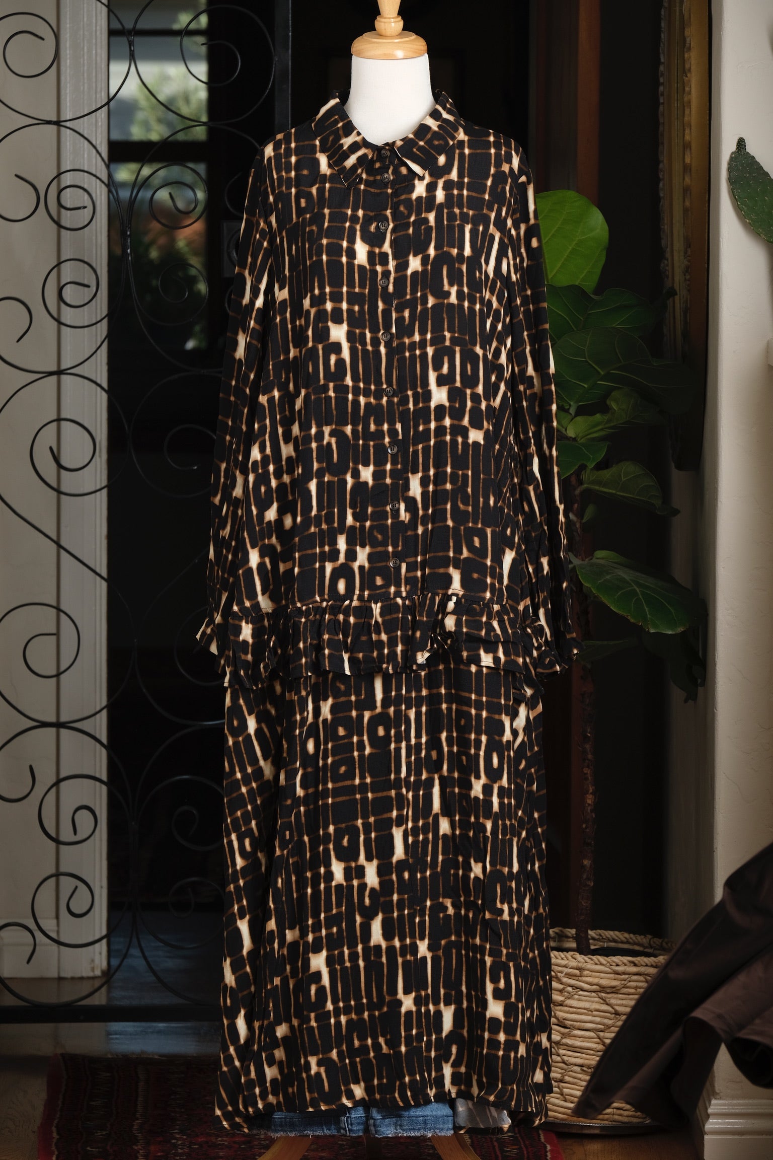 Ruffle Dress in Matrix – Chateau Bel Age Boutique