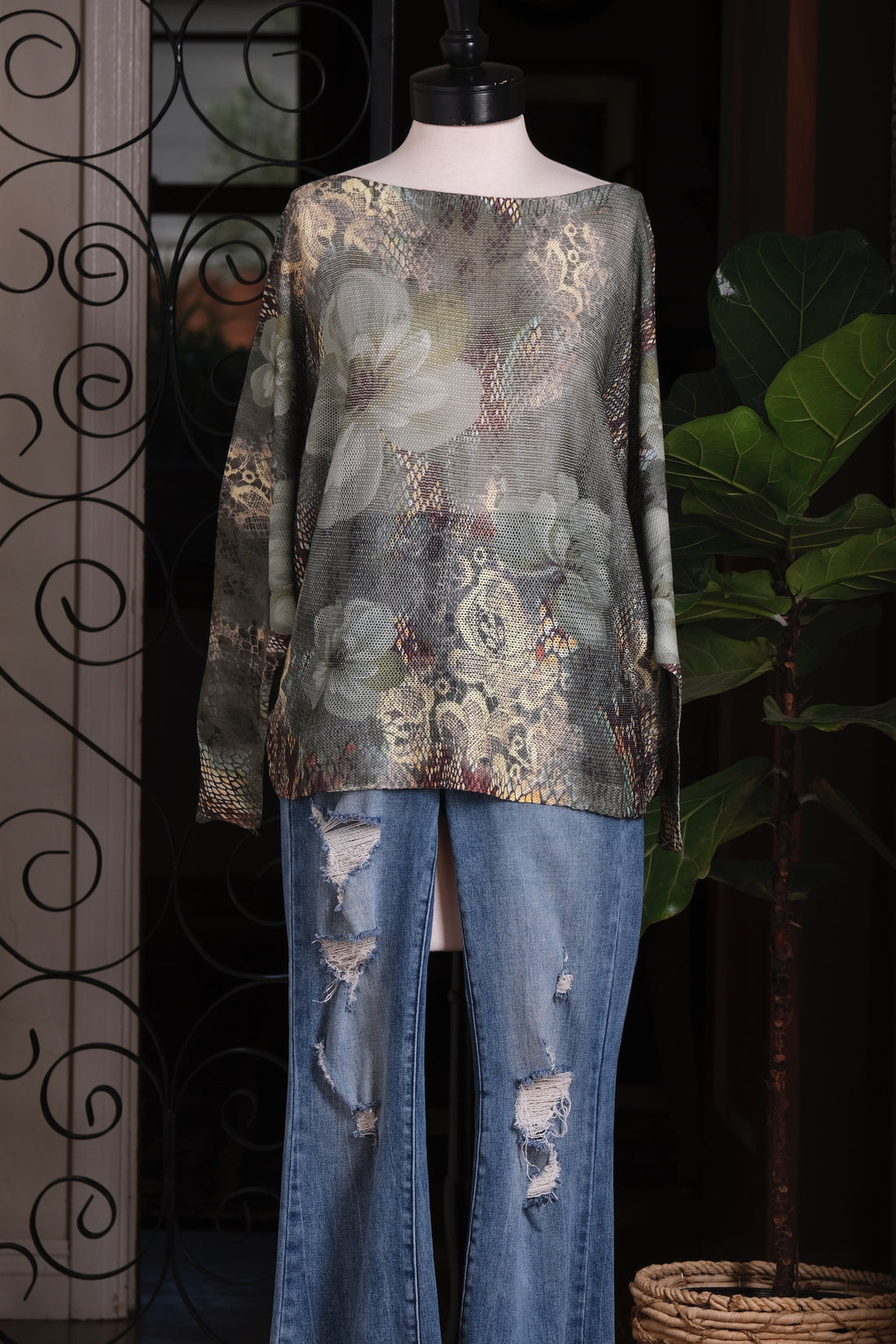 Jade Leopard Garden Sweater – Chateau Bel Age Boutique