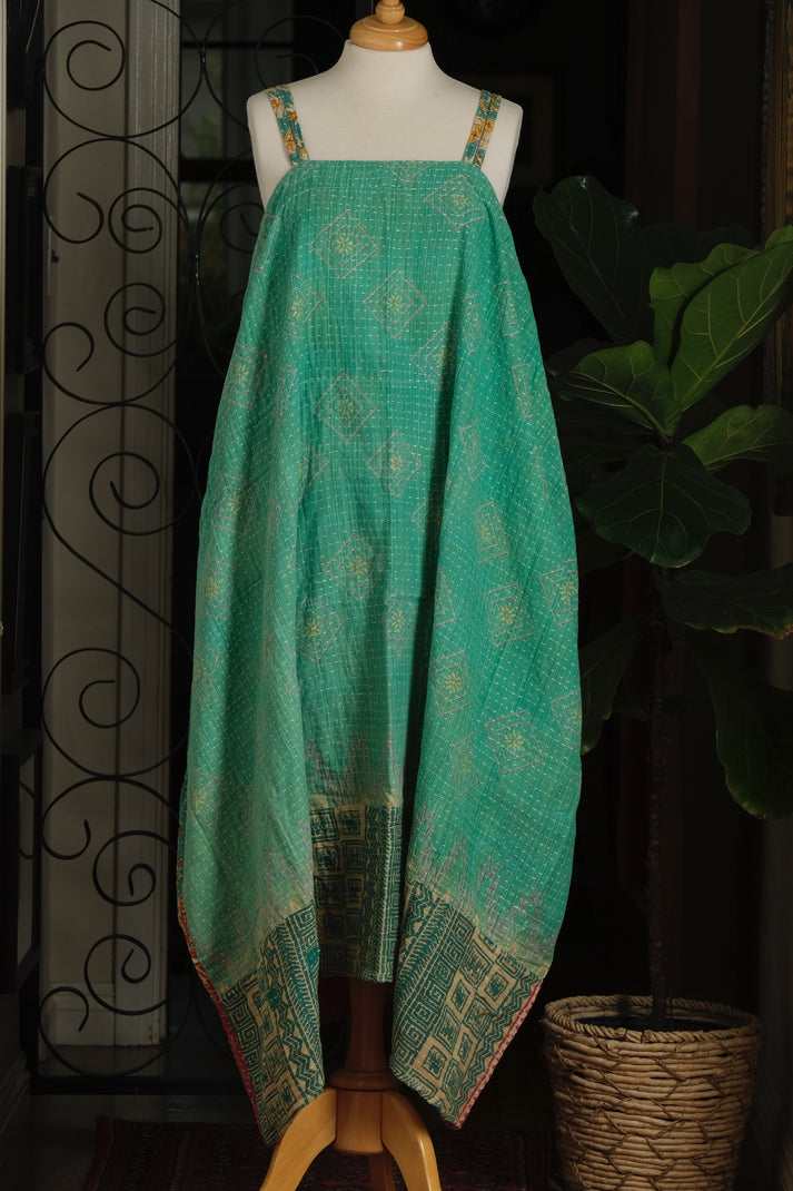 Kantha Maxi Dress in Aqua Tribe – Chateau Bel Age Boutique