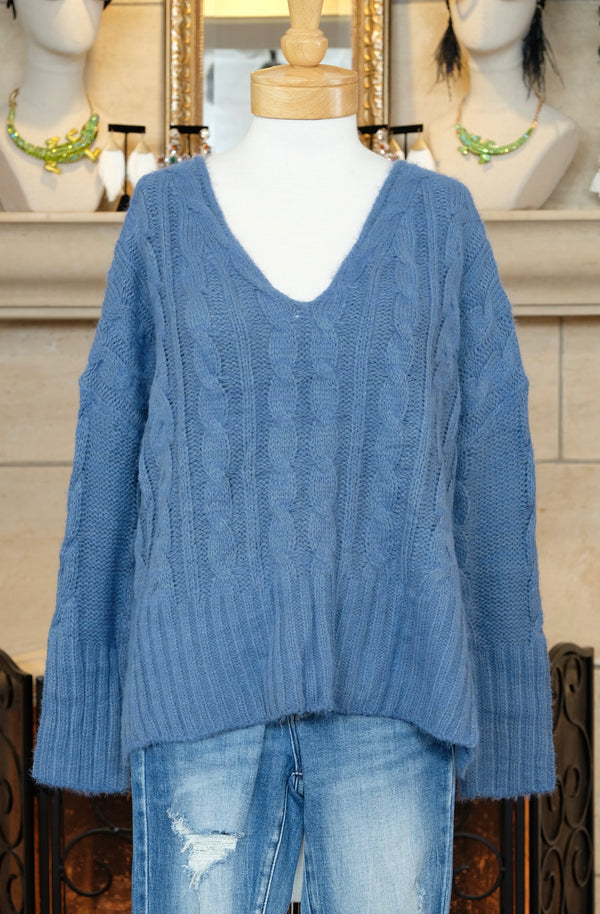 Powder Blue Knit Sweater – Chateau Bel Age Boutique